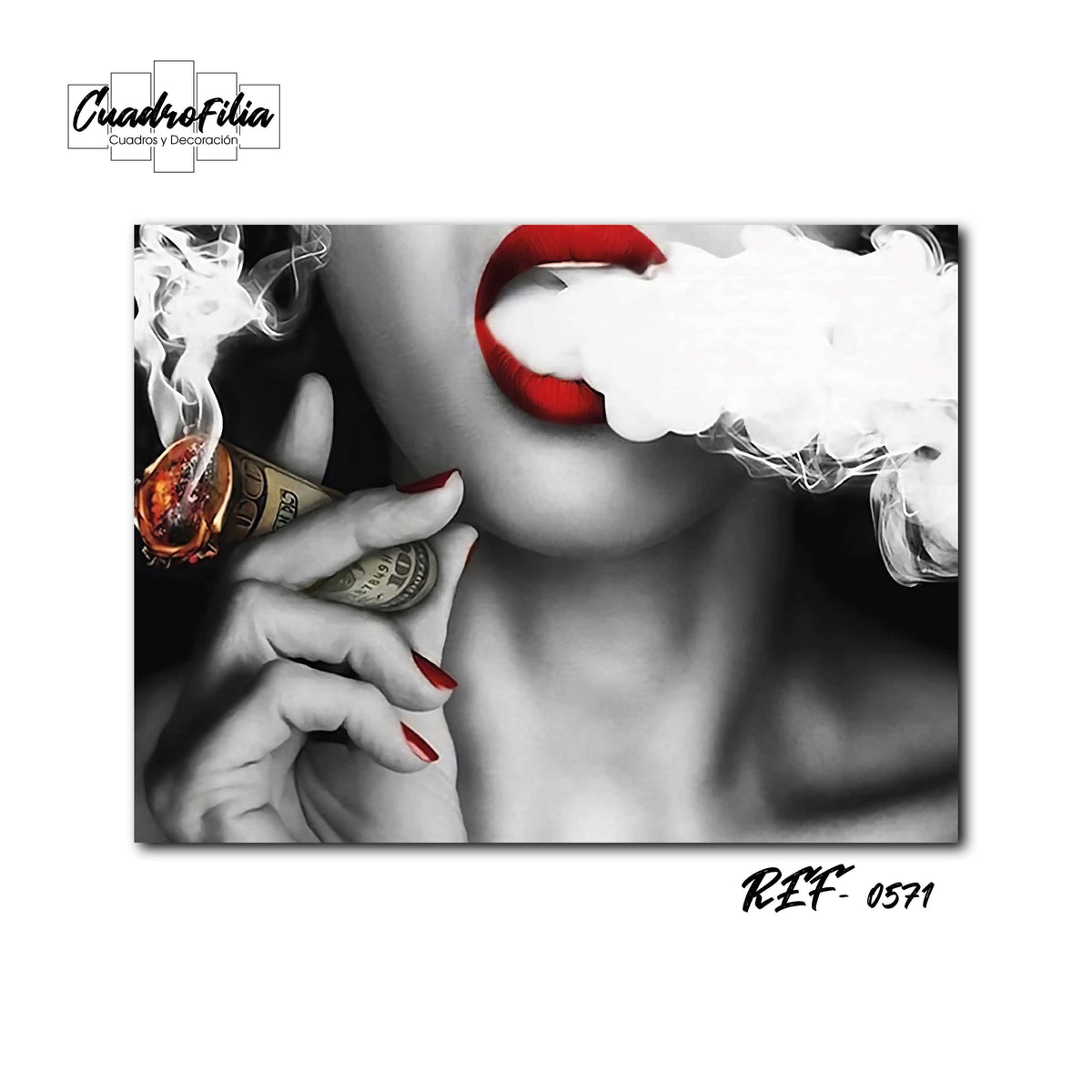 REF 0571 Mujer Fumando Dólares – cuadrofilia